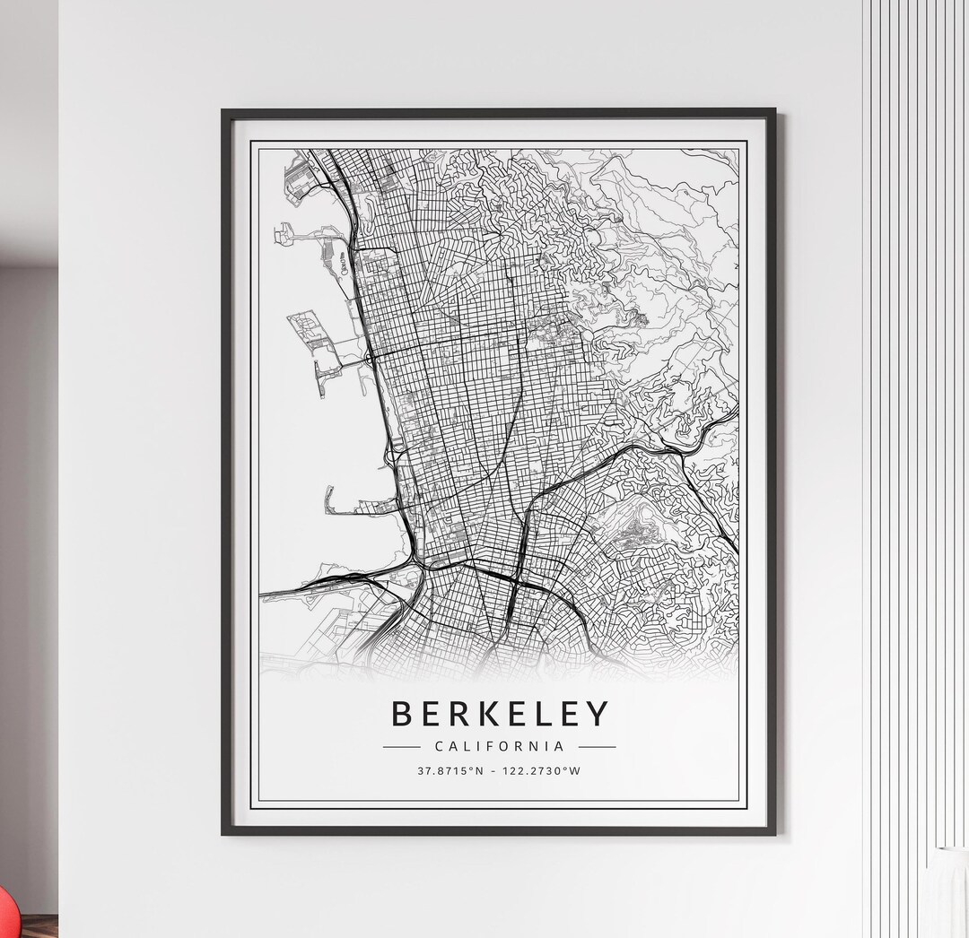 Berkeley California Street Map Print | Acrylic Glass Berkeley City Map ...