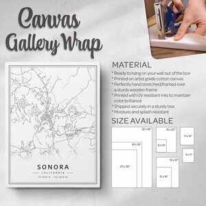 Sonora California Street Map Print Acrylic Glass Sonora City Map Print ...