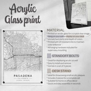 Pasadena California Street Map Print | Acrylic Glass Pasadena Map Print ...