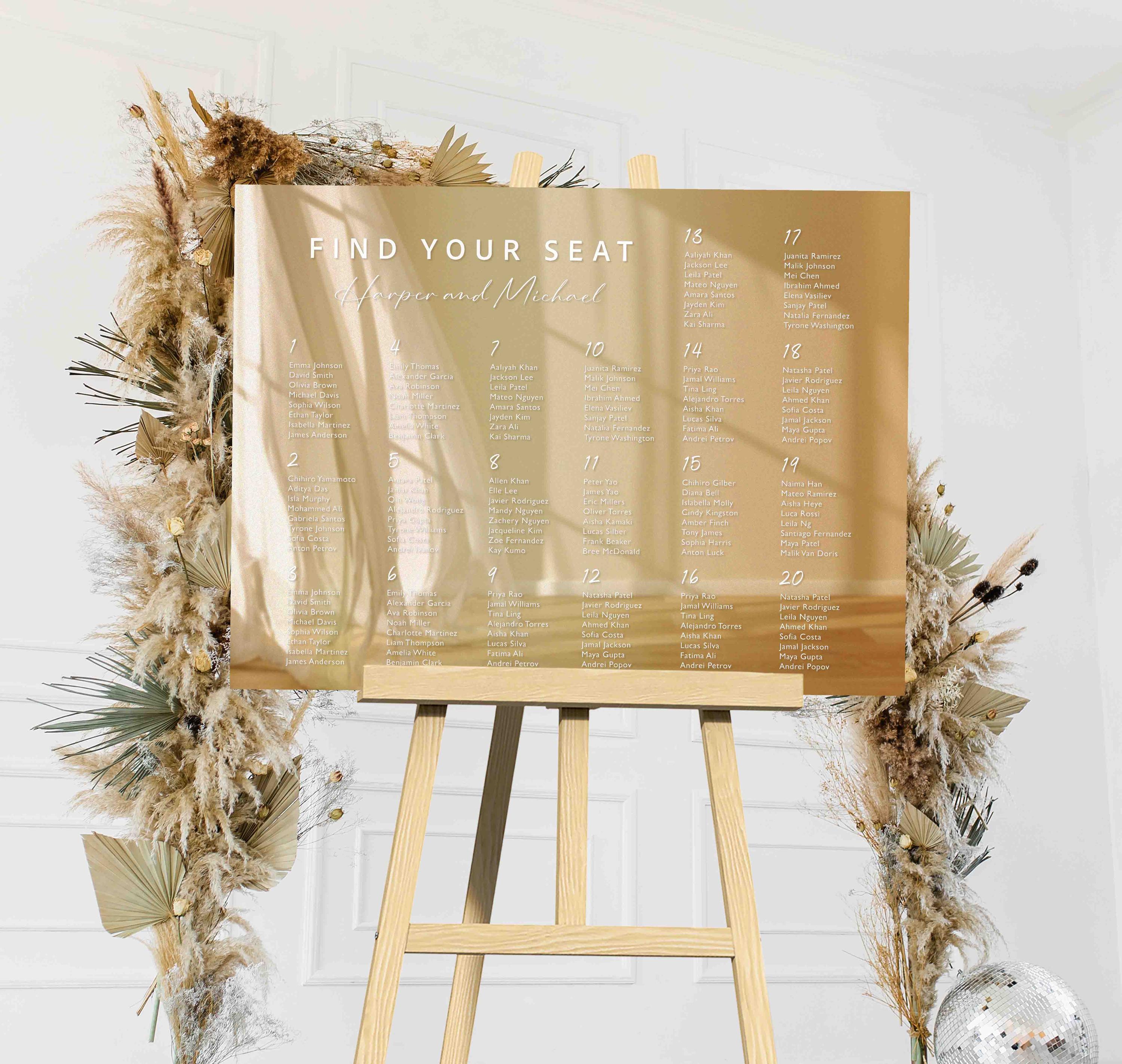 Gold Acrylic Wedding Sign | Gold Table Seating Chart | Gold Custom ...