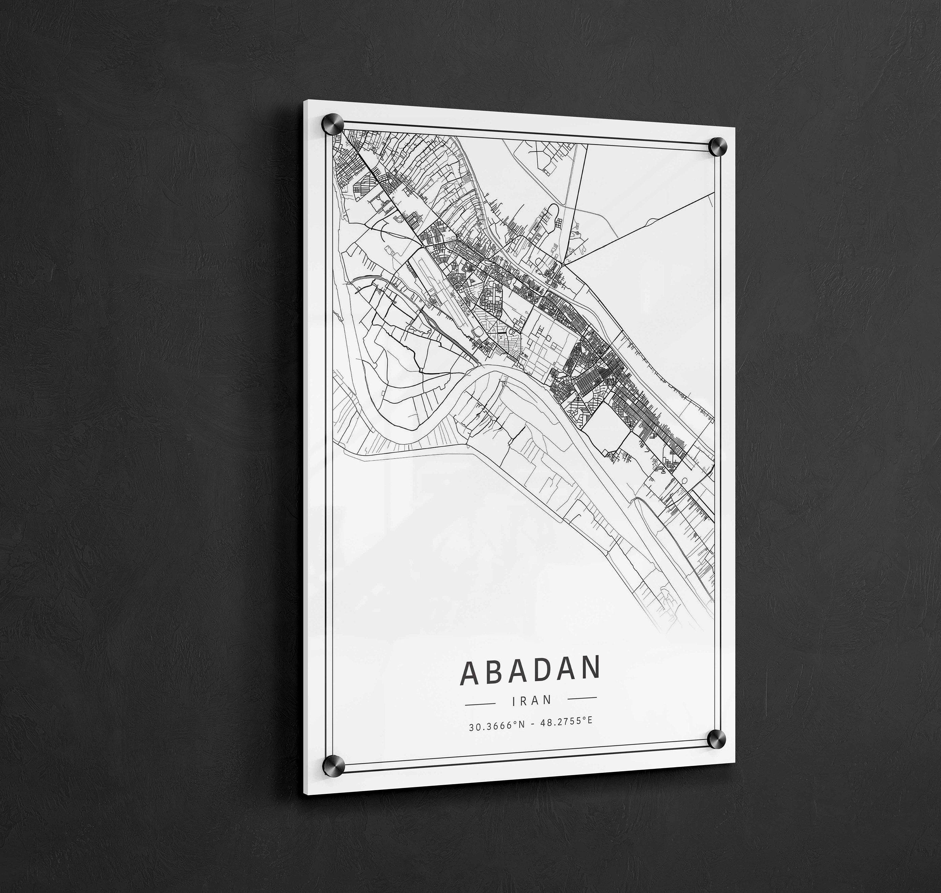 Abadan Iran Street Map Print Acrylic Glass Abadan City Map Print Canvas ...