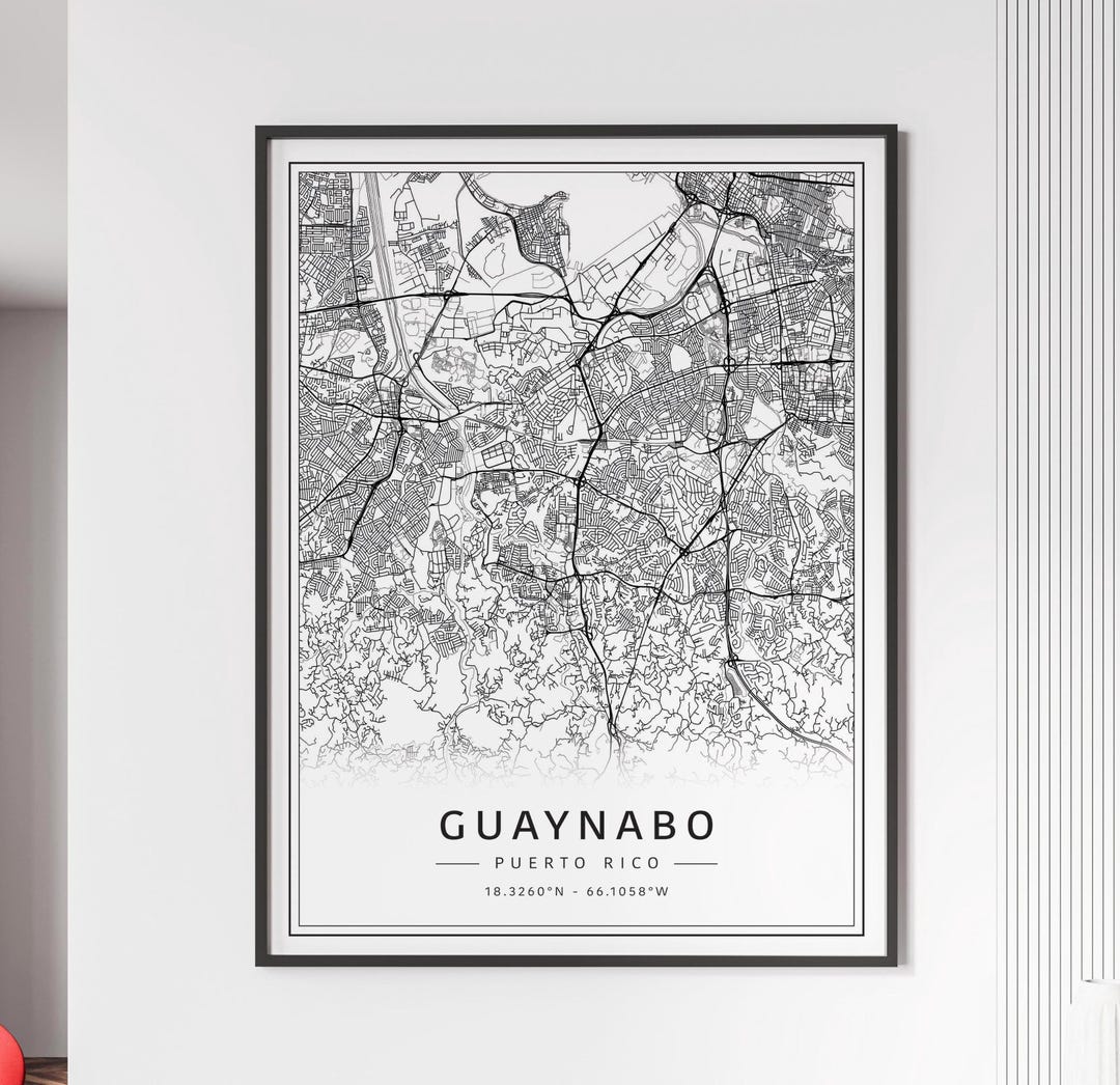 Guaynabo PR Street Map Print | Acrylic Glass Guaynabo Map Print ...
