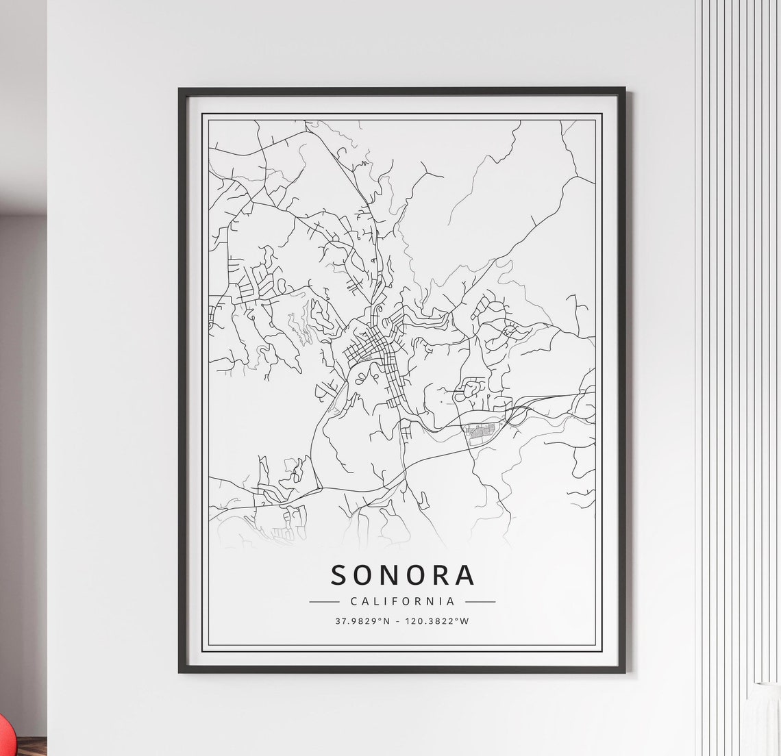 Sonora California Street Map Print Acrylic Glass Sonora City Map Print ...