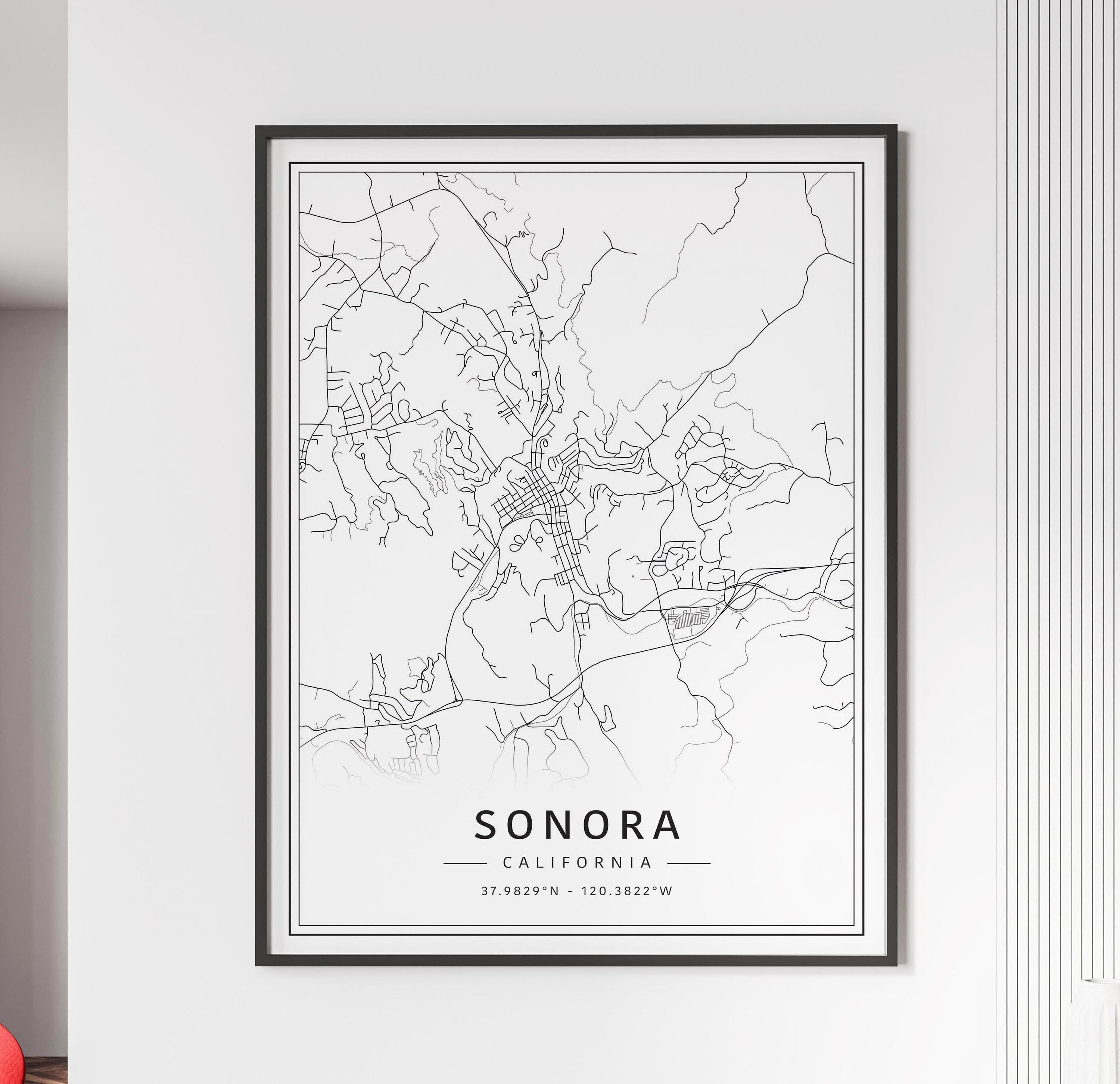 Sonora California Street Map Print Acrylic Glass Sonora City Map Print ...