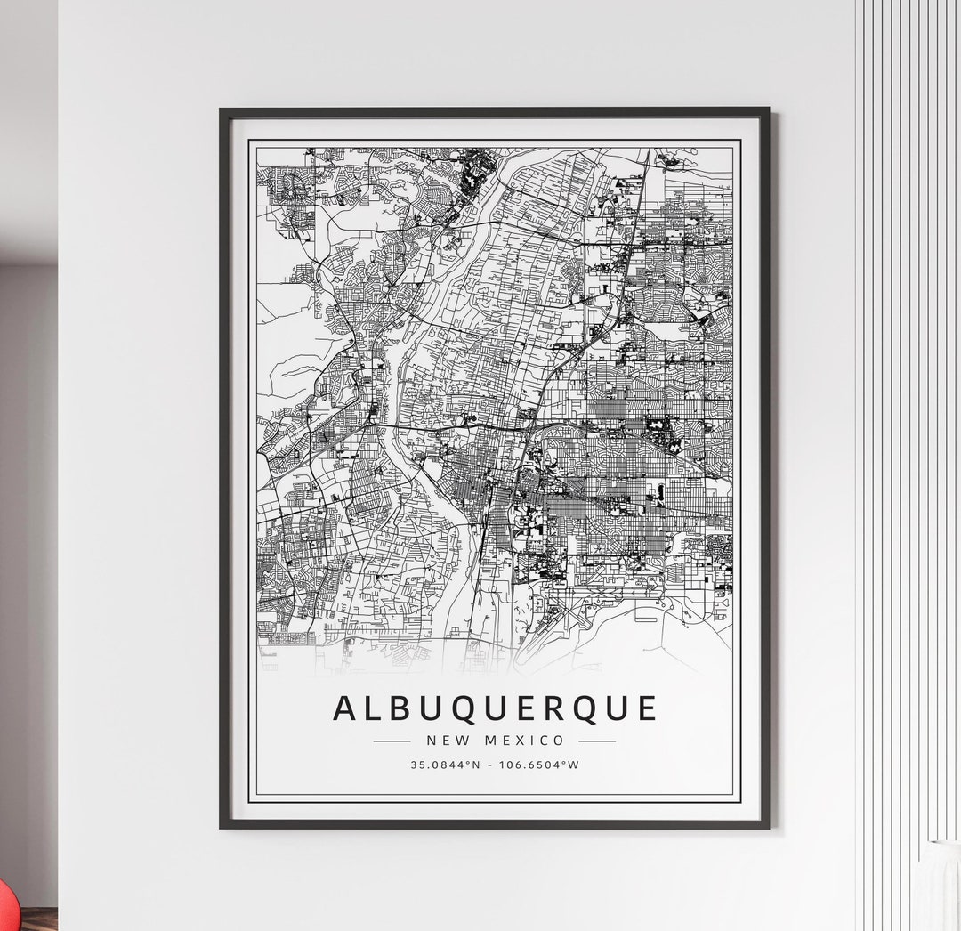 Albuquerque NM Street Map Print | Acrylic Albuquerque City Map Print ...