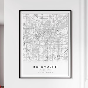 Kalamazoo MI Street Map Print | Acrylic Glass Kalamazoo City Map Print ...