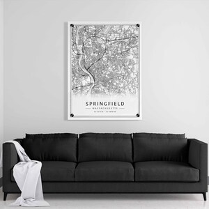 Springfield MA Street Map Print | Acrylic Glass Springfield City Map ...