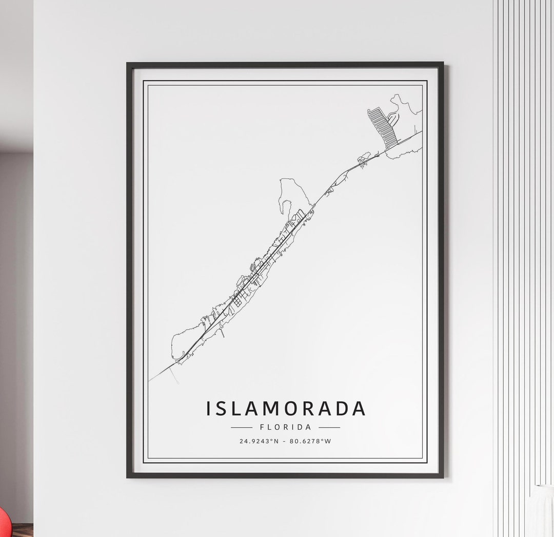 Islamorada FL Street Map Print | Acrylic Glass Islamorada Map Print ...