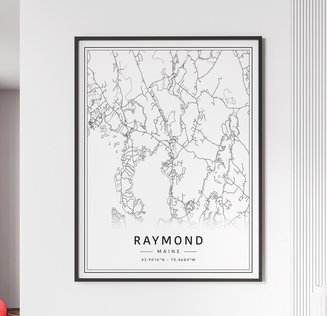 Raymond Maine Street Map Print | Acrylic Raymond Map Print | Canvas ...