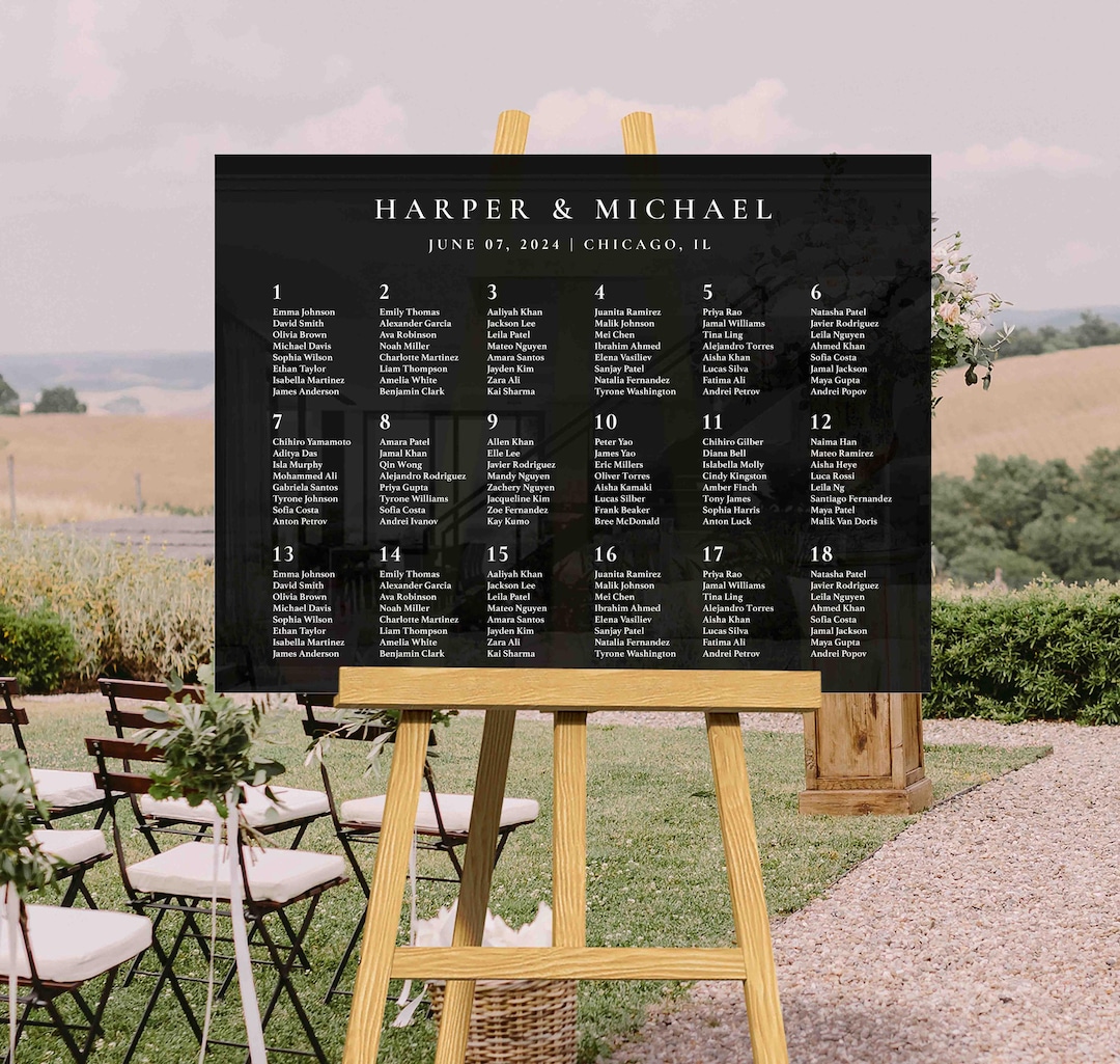 Wedding Seating Chart Acrylic Sign | Acrylic Table Seating Chart ...
