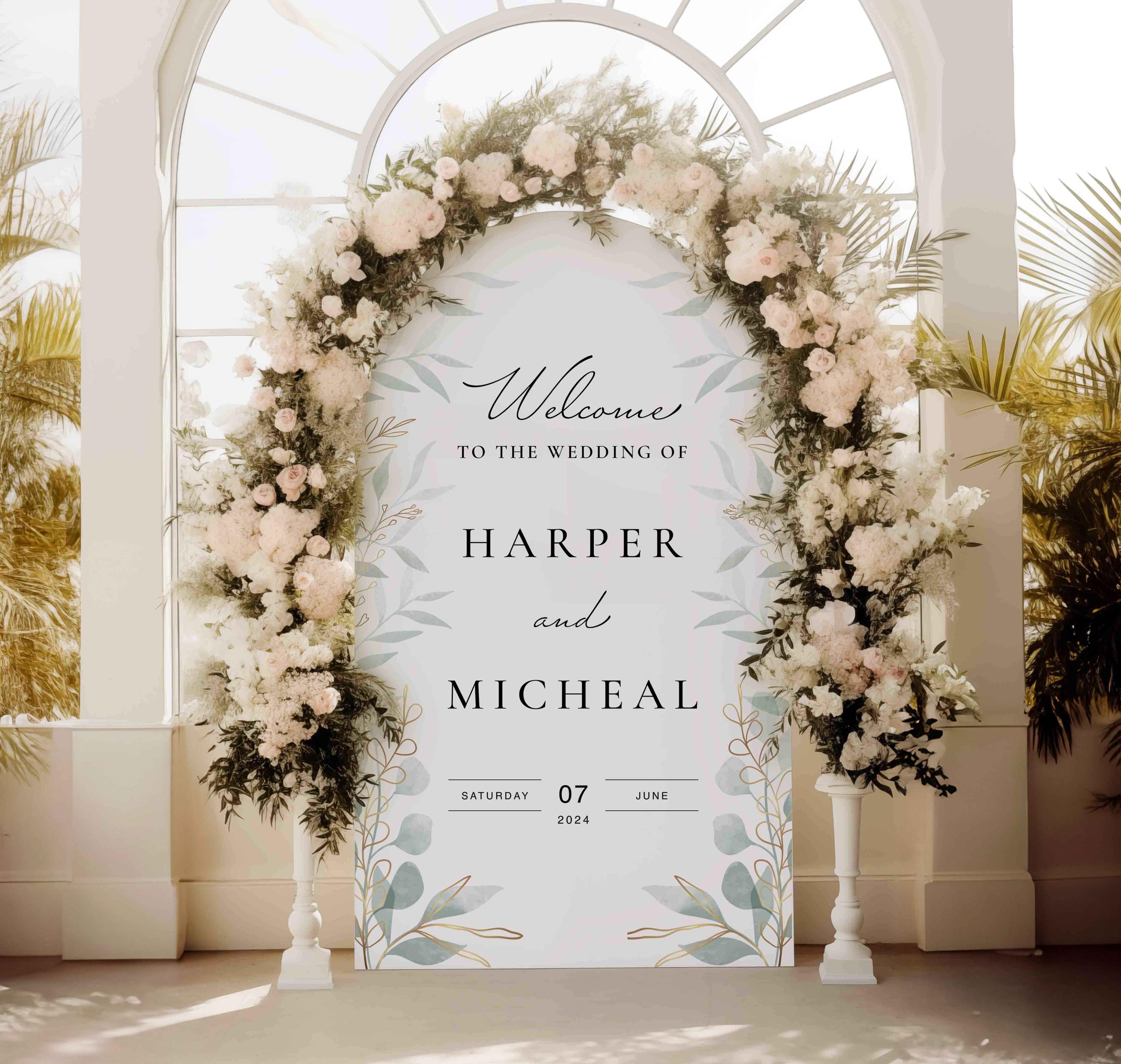 Acrylic Wedding Welcome Sign | Floral Entrance Wedding Sign | Custom ...