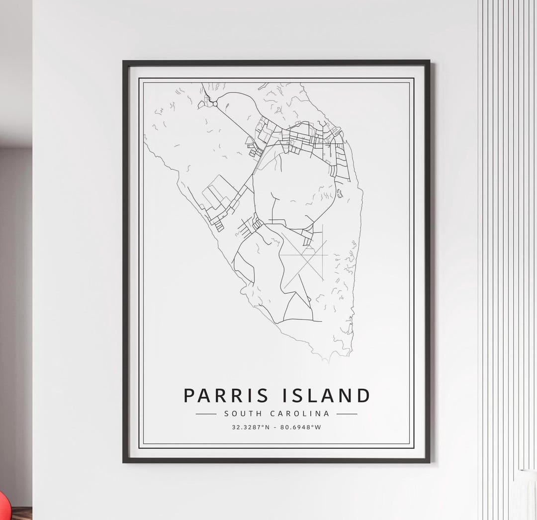 Parris Island SC Street Map Print | Acrylic Glass Parris Island Map ...