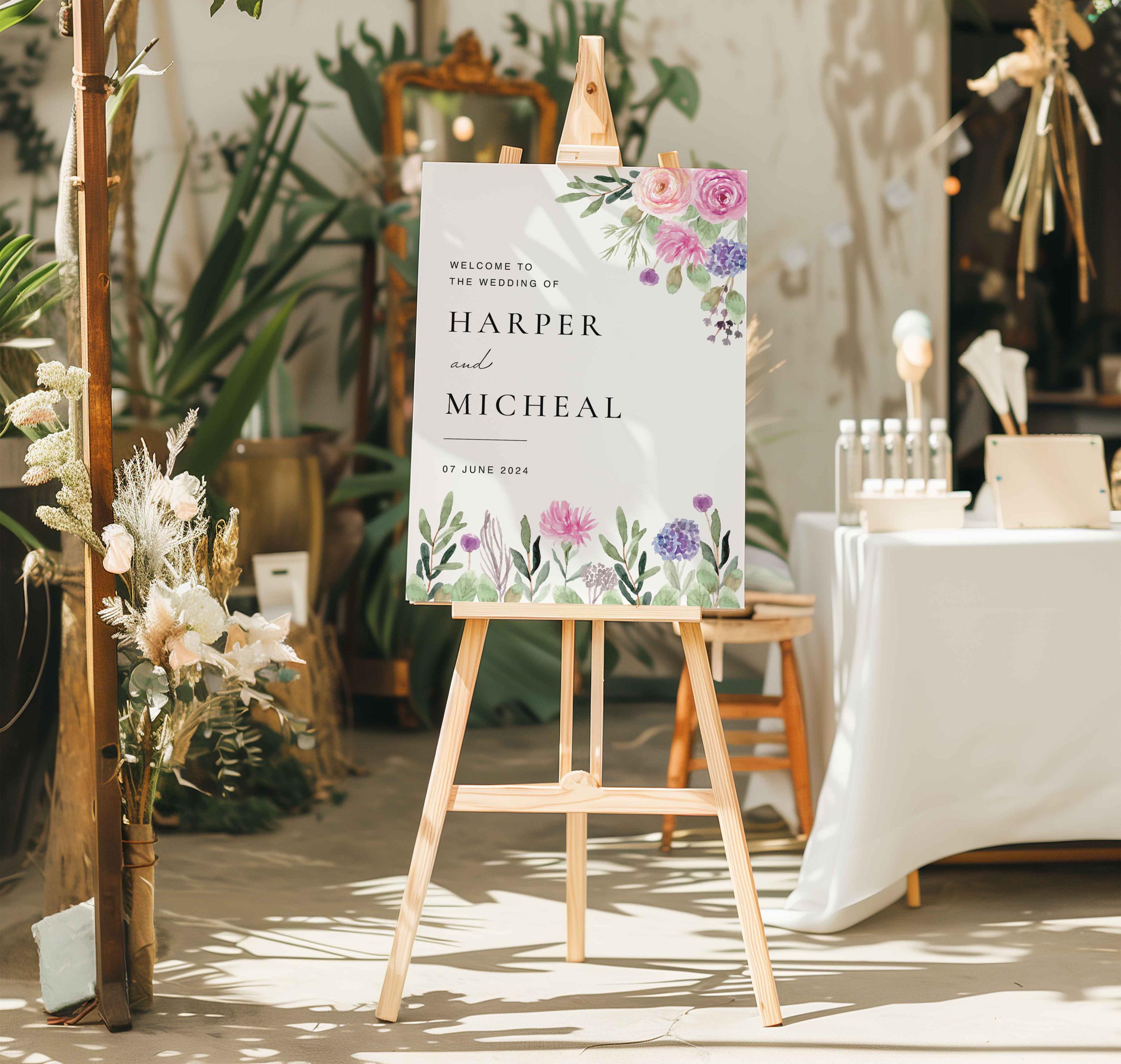 Acrylic Wedding Welcome Sign | Floral Entrance Wedding Sign | Custom ...