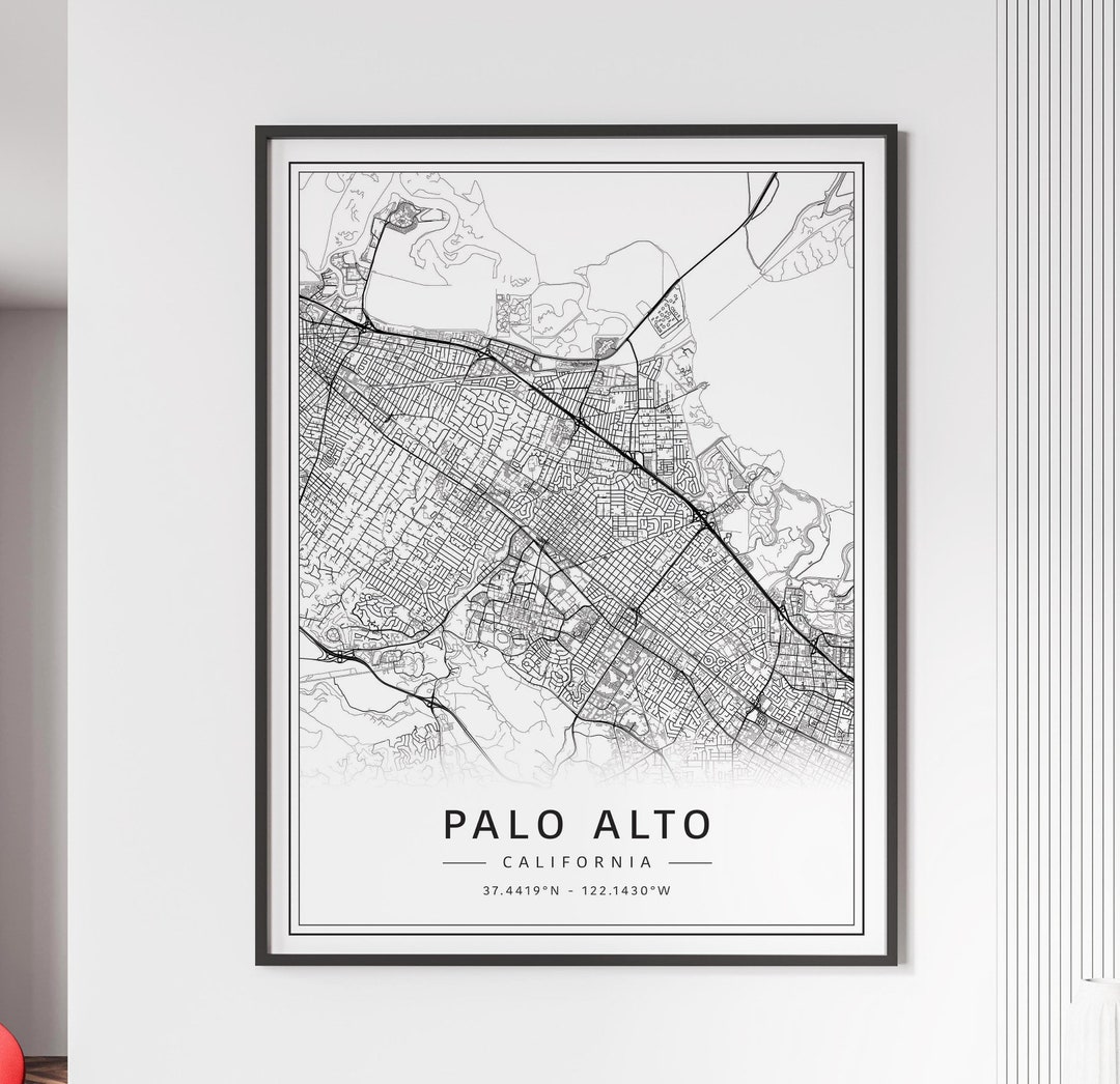 Palo Alto California Street Map Print | Acrylic Glass Palo Alto Map ...