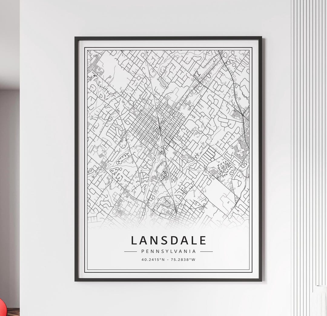Lansdale PA Street Map Print | Acrylic Lansdale Map Print | Canvas ...