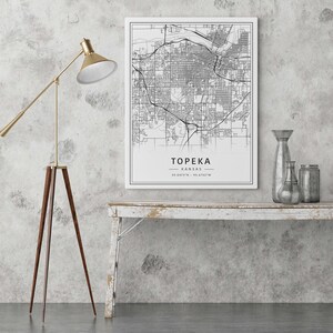 Topeka Kansas Street Map Print | Acrylic Topeka City Map Print | Canvas ...
