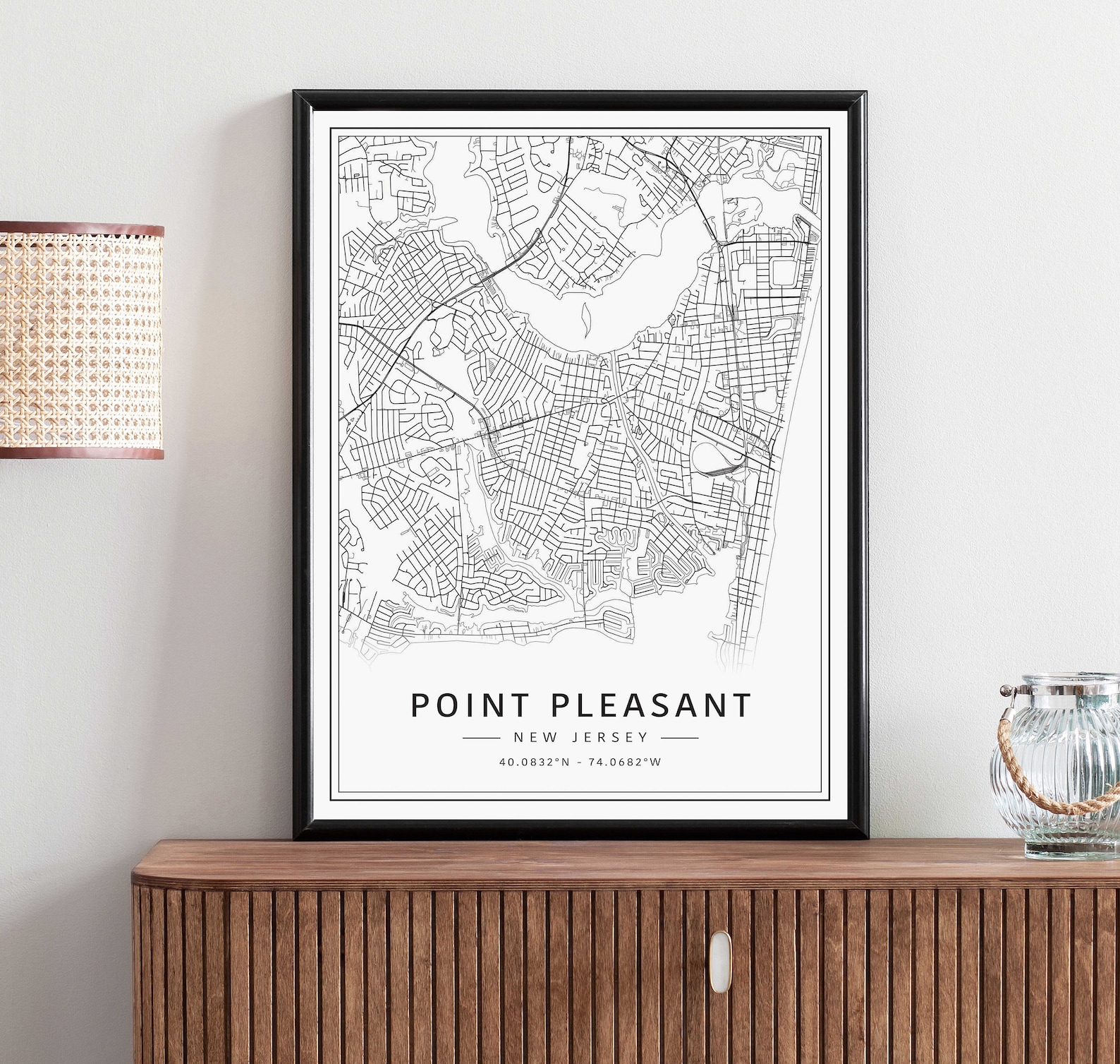 Point Pleasant NJ Street Map Print Acrylic Glass Point Pleasant City ...