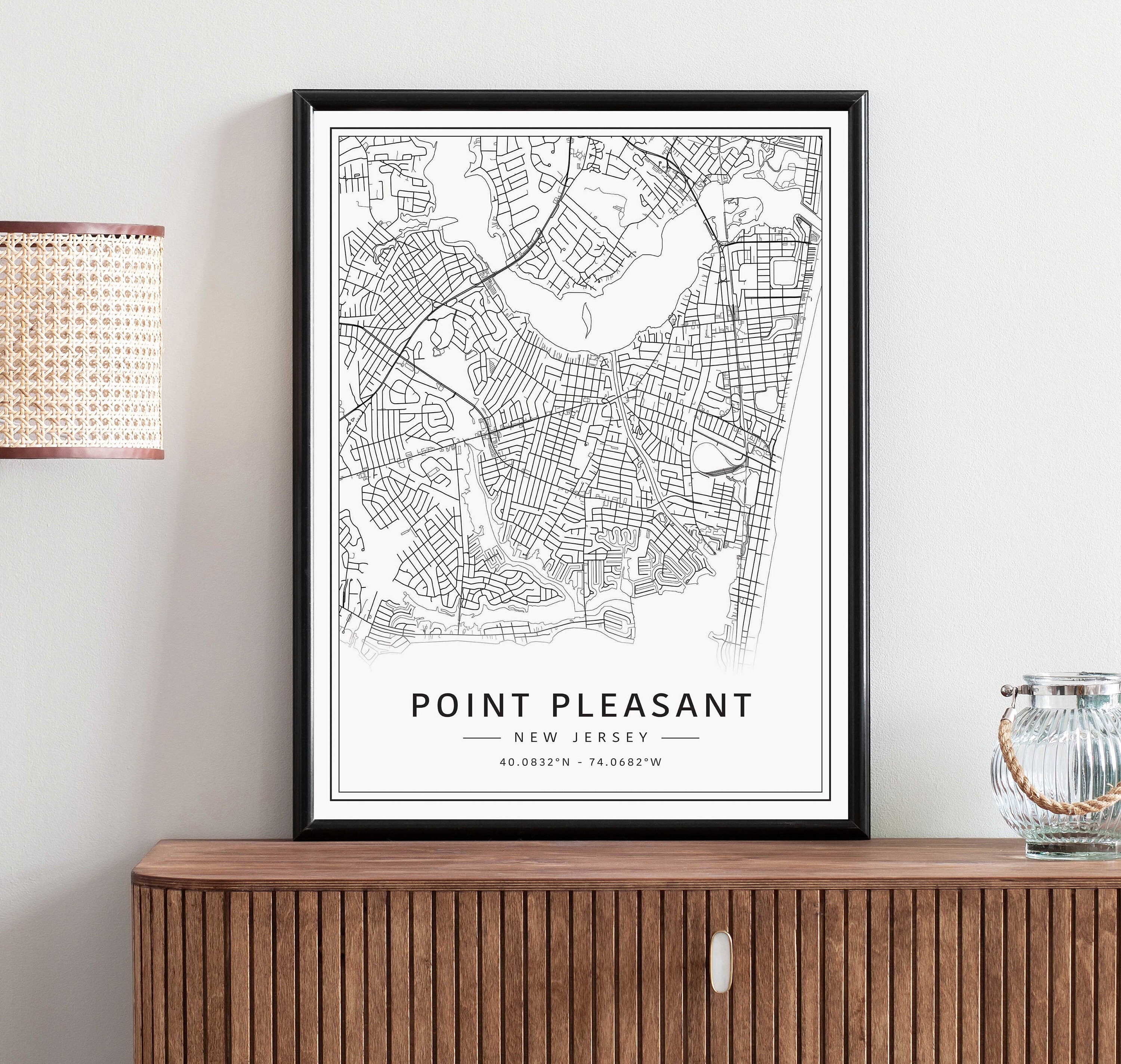 Point Pleasant NJ Street Map Print Acrylic Glass Point Pleasant City ...