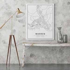 Warren PA Street Map Print | Acrylic Glass Warren Map Print | Canvas ...