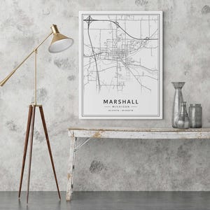 Marshall Michigan Street Map Print | Acrylic Glass Marshall City Map ...