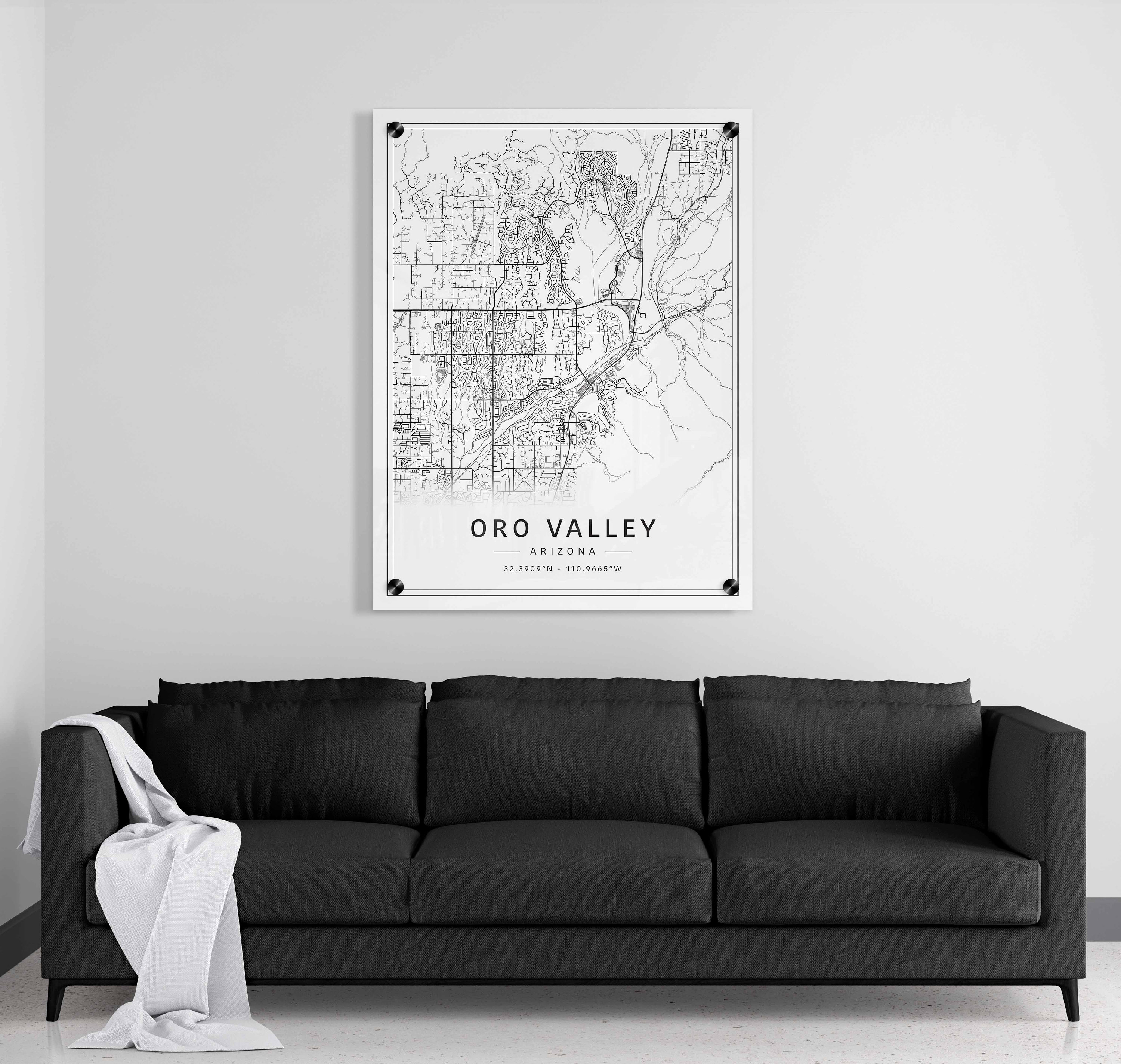 Oro Valley Arizona Street Map Print | Acrylic Oro Valley Map Print ...