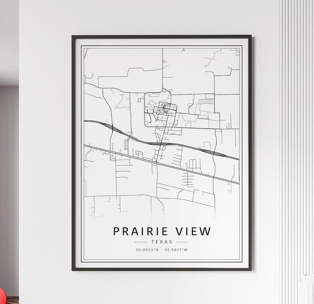 Prairie View TX Street Map Print | Acrylic Prairie View City Map Print ...