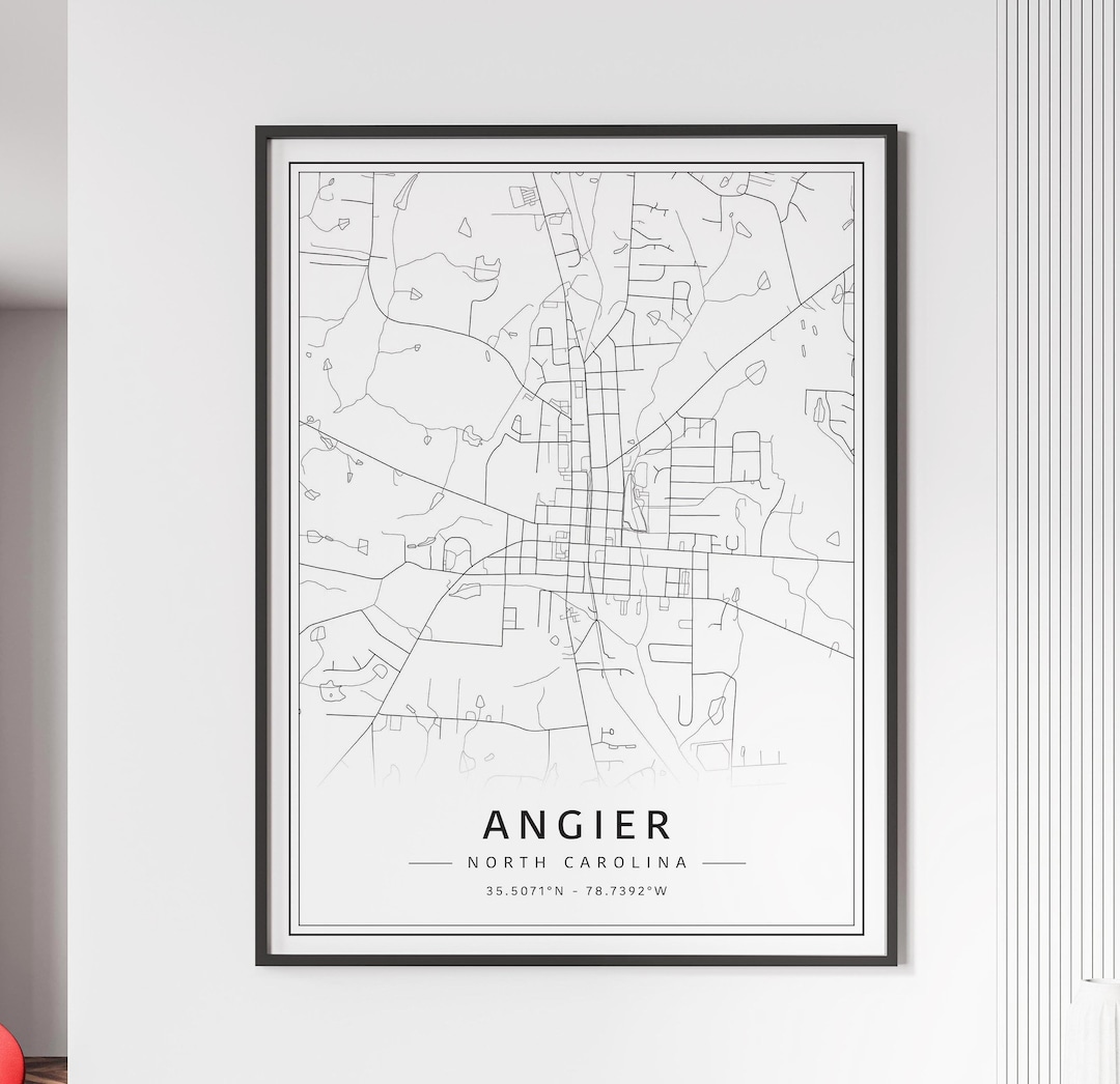 Angier NC Street Map Print | Acrylic Glass Angier City Map Print ...