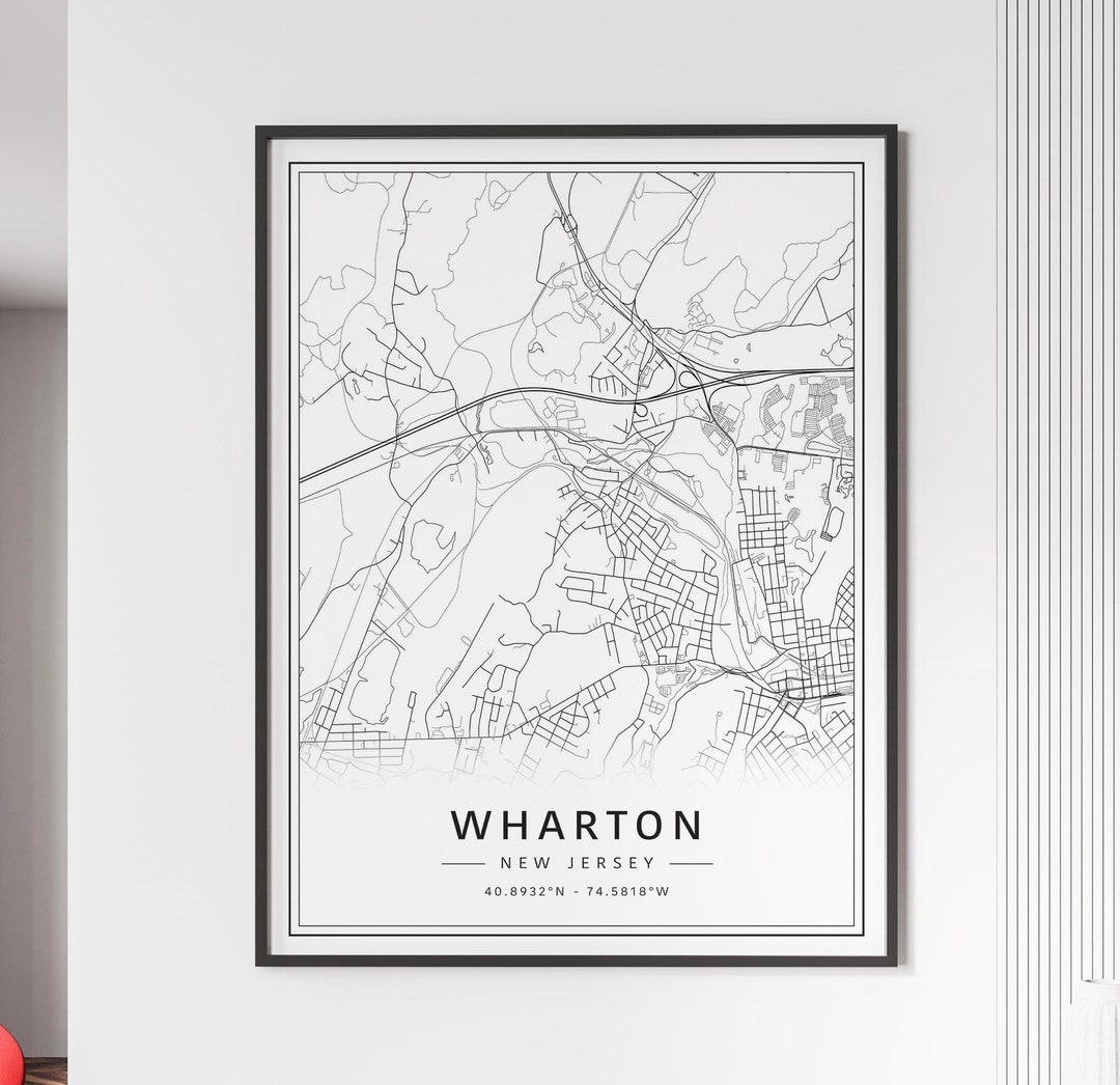 Wharton NJ Street Map Print | Acrylic Glass Wharton City Map Print ...