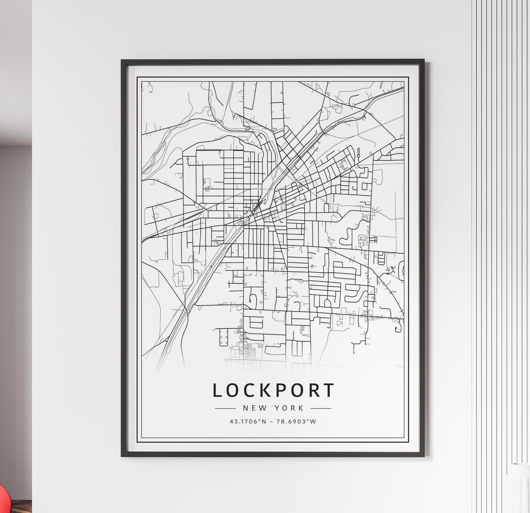 Lockport NY Street Map Print | Acrylic Glass Lockport Map Print ...