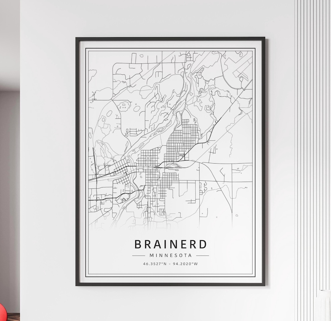 Brainerd MN Street Map Print | Acrylic Glass Brainerd City Map Print ...