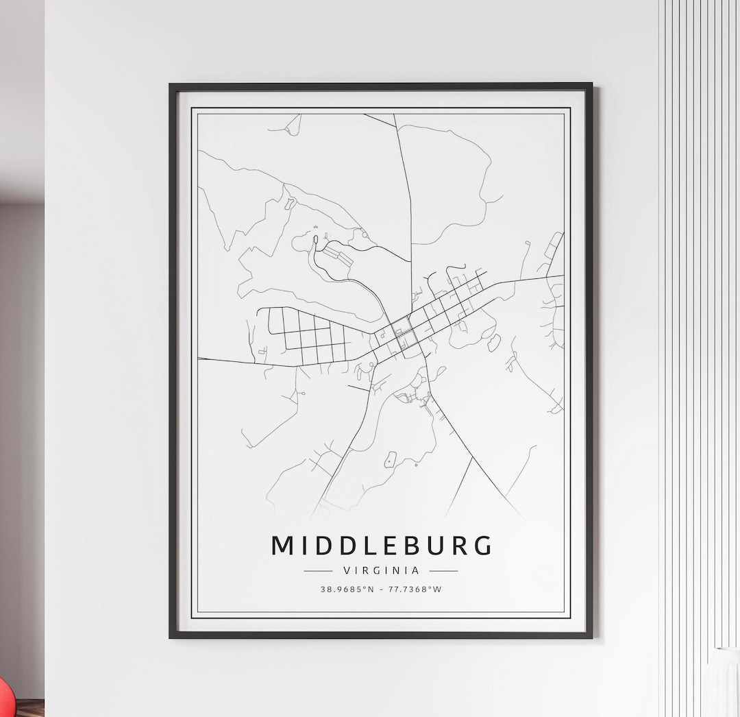 Middleburg VA Street Map Print | Acrylic Glass Middleburg Map Print ...