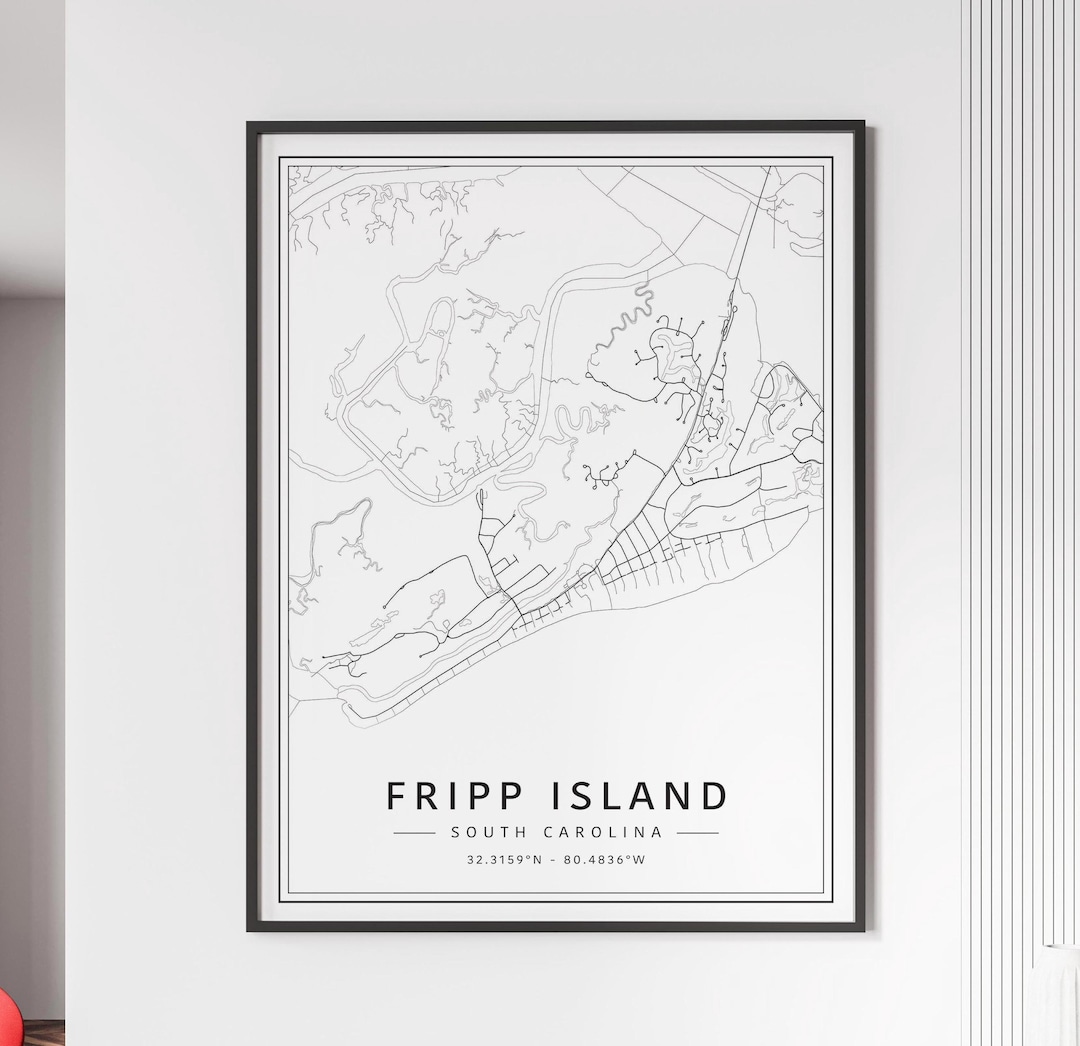Fripp Island SC Street Map Print | Acrylic Glass Fripp Island Map Print ...