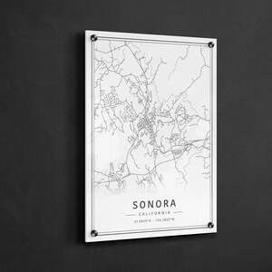 Sonora California Street Map Print Acrylic Glass Sonora City Map Print ...