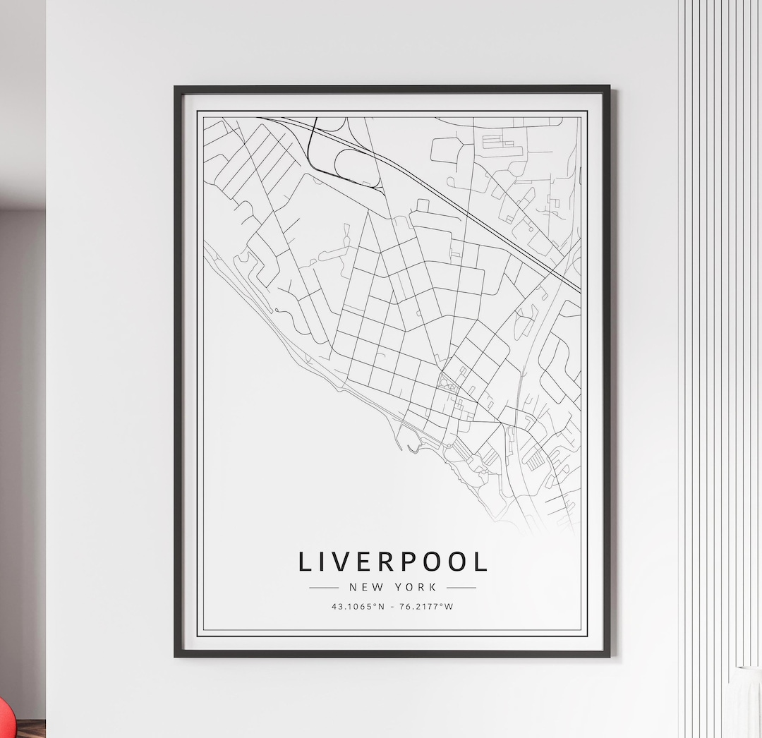 Liverpool NY Street Map Print | Acrylic Glass Liverpool Map Print ...