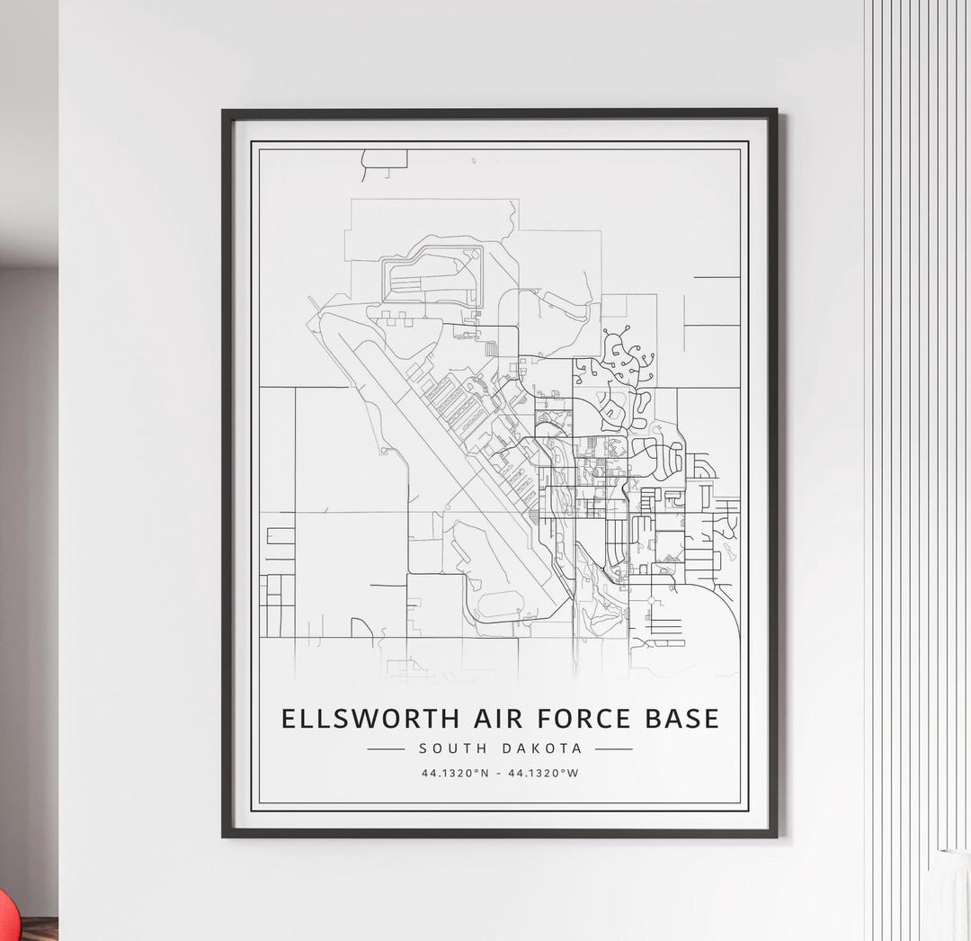 Ellsworth Air Force Base SD Street Map Print | Acrylic Glass Ellsworth ...