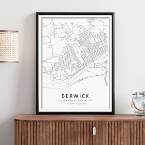 Berwick Pennsylvania Street Map Print | Acrylic Glass Berwick City Map ...