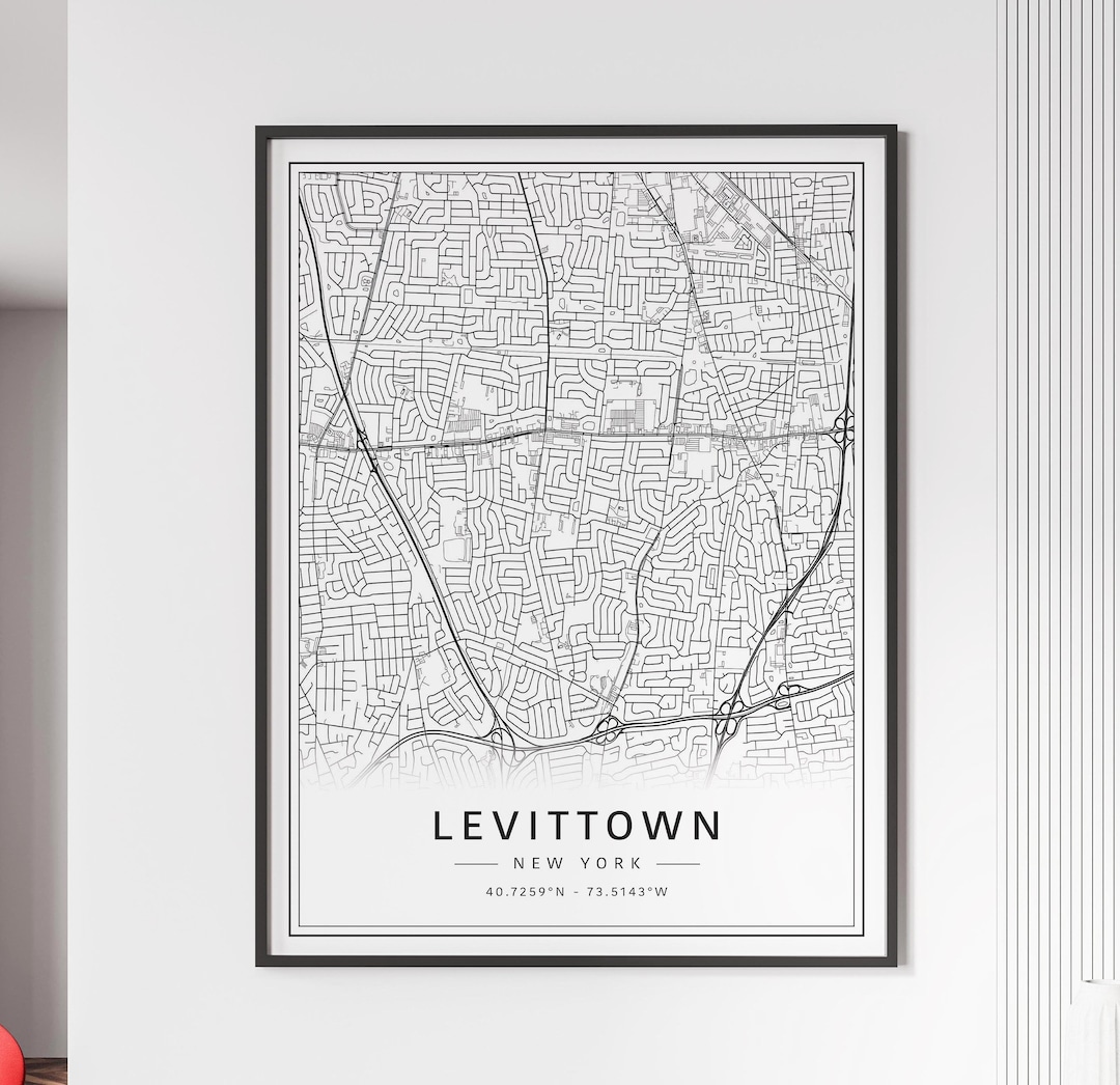 Levittown NY Street Map Print Acrylic Glass Levittown Map Print Canvas ...