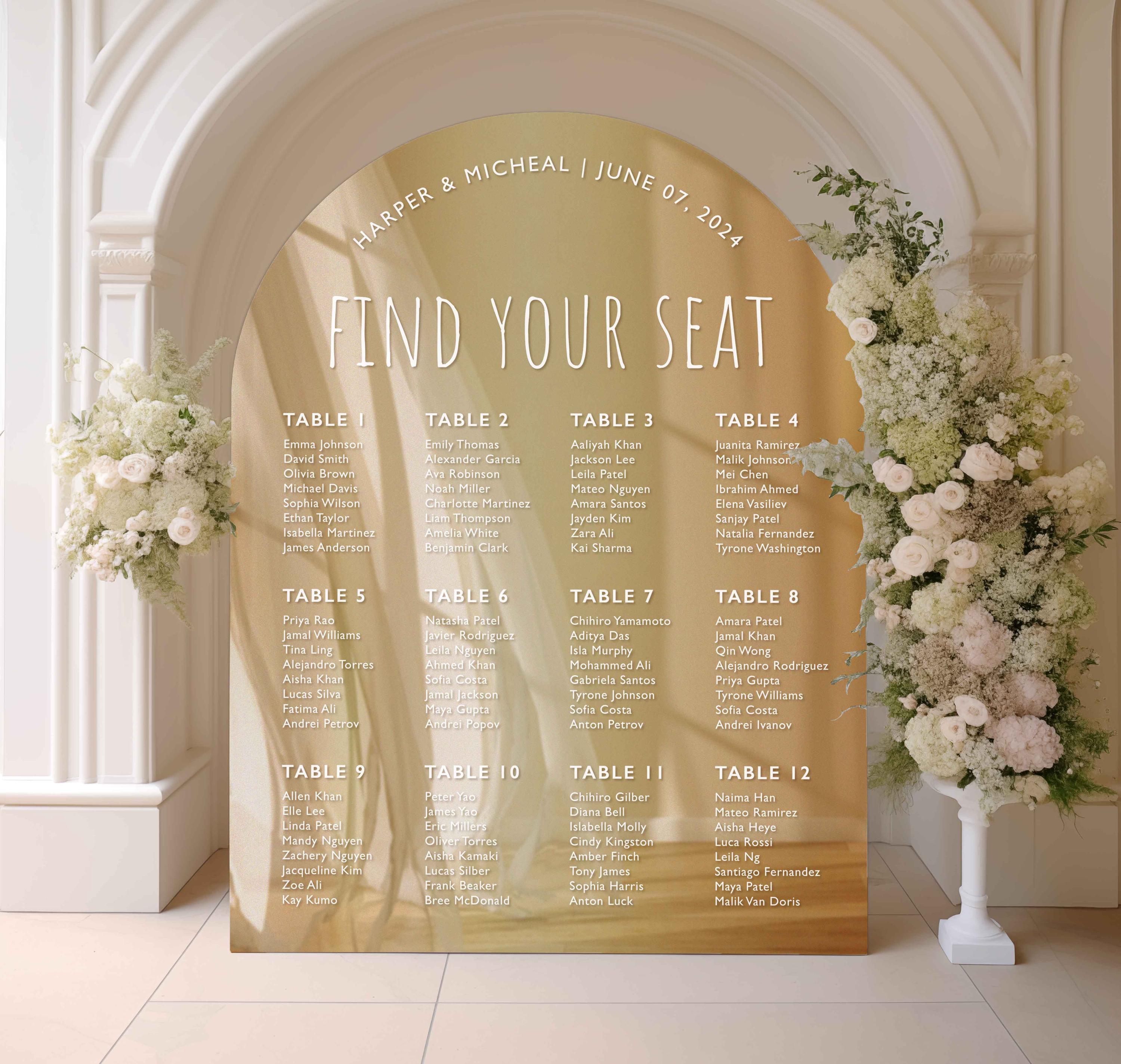 Gold Acrylic Wedding Sign | Gold Table Seating Chart | Gold Custom ...