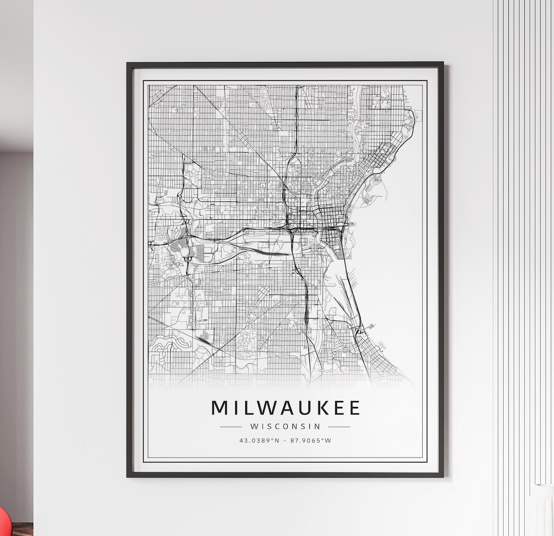 Milwaukee Wisconsin Street Map Print | Acrylic Glass Milwaukee City Map ...