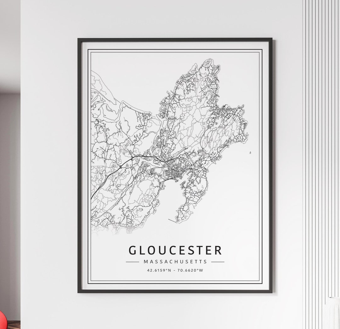 Gloucester MA Street Map Print | Acrylic Glass Gloucester City Map ...