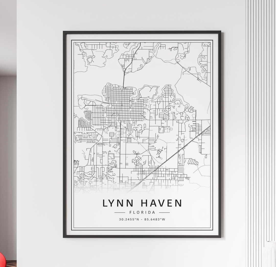Lynn Haven Florida Street Map Print | Acrylic Glass Lynn Haven Map ...