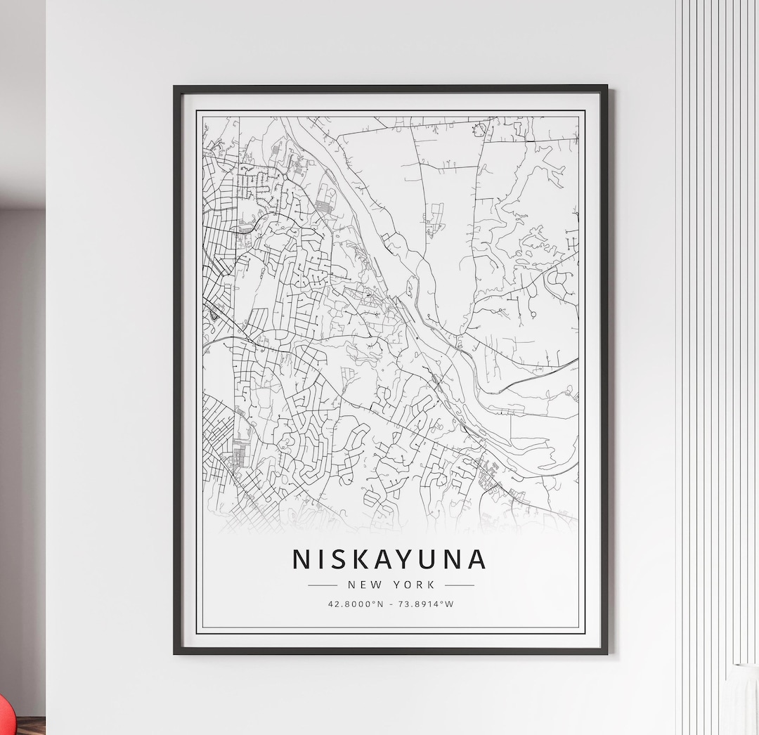 Niskayuna NY Street Map Print | Acrylic Glass Niskayuna City Map Print ...