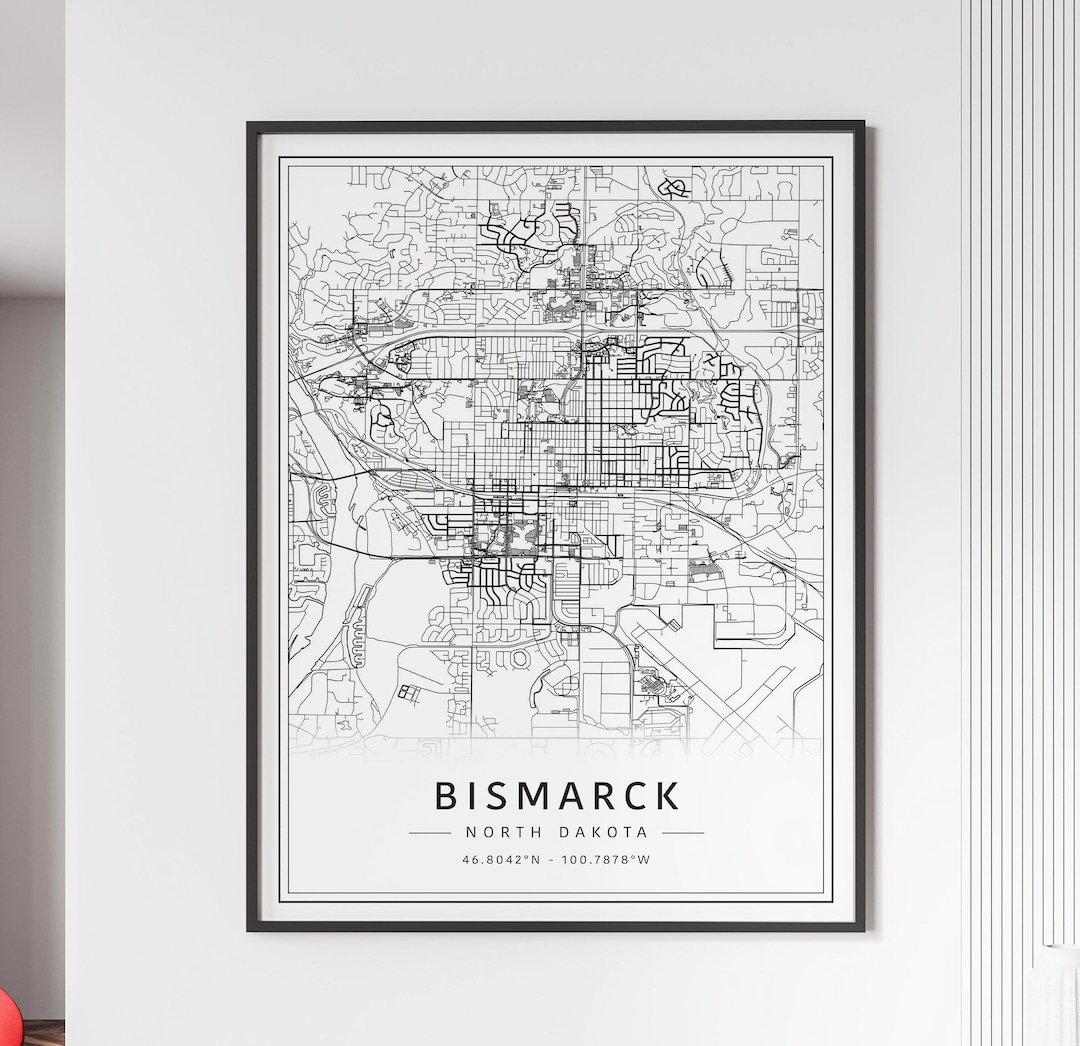 Bismarck ND Street Map Print | Acrylic Glass Bismarck City Map Print ...
