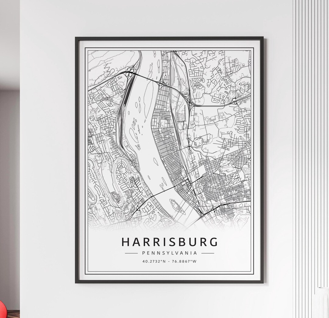 Harrisburg PA Street Map Print | Acrylic Harrisburg City Map Print ...