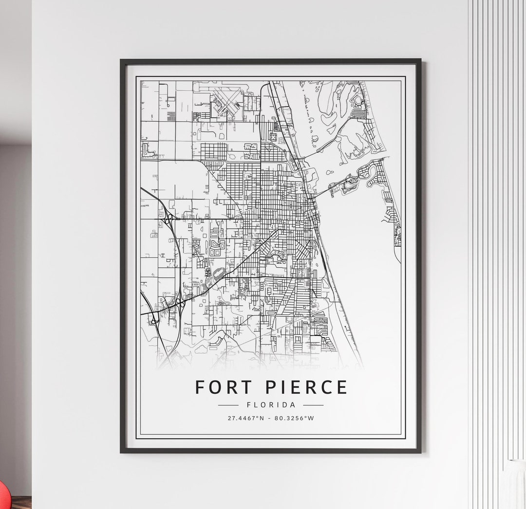 Fort Pierce Florida Street Map Print | Acrylic Glass Fort Pierce Map ...