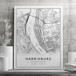 Harrisburg PA Street Map Print | Acrylic Harrisburg City Map Print ...