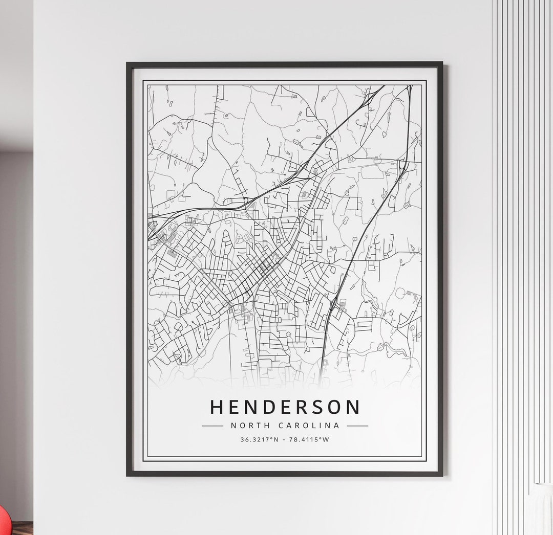 Henderson NC Street Map Print | Acrylic Glass Henderson City Map Print ...