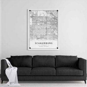 Schaumburg IL Street Map Print | Acrylic Schaumburg Map Print | Canvas ...