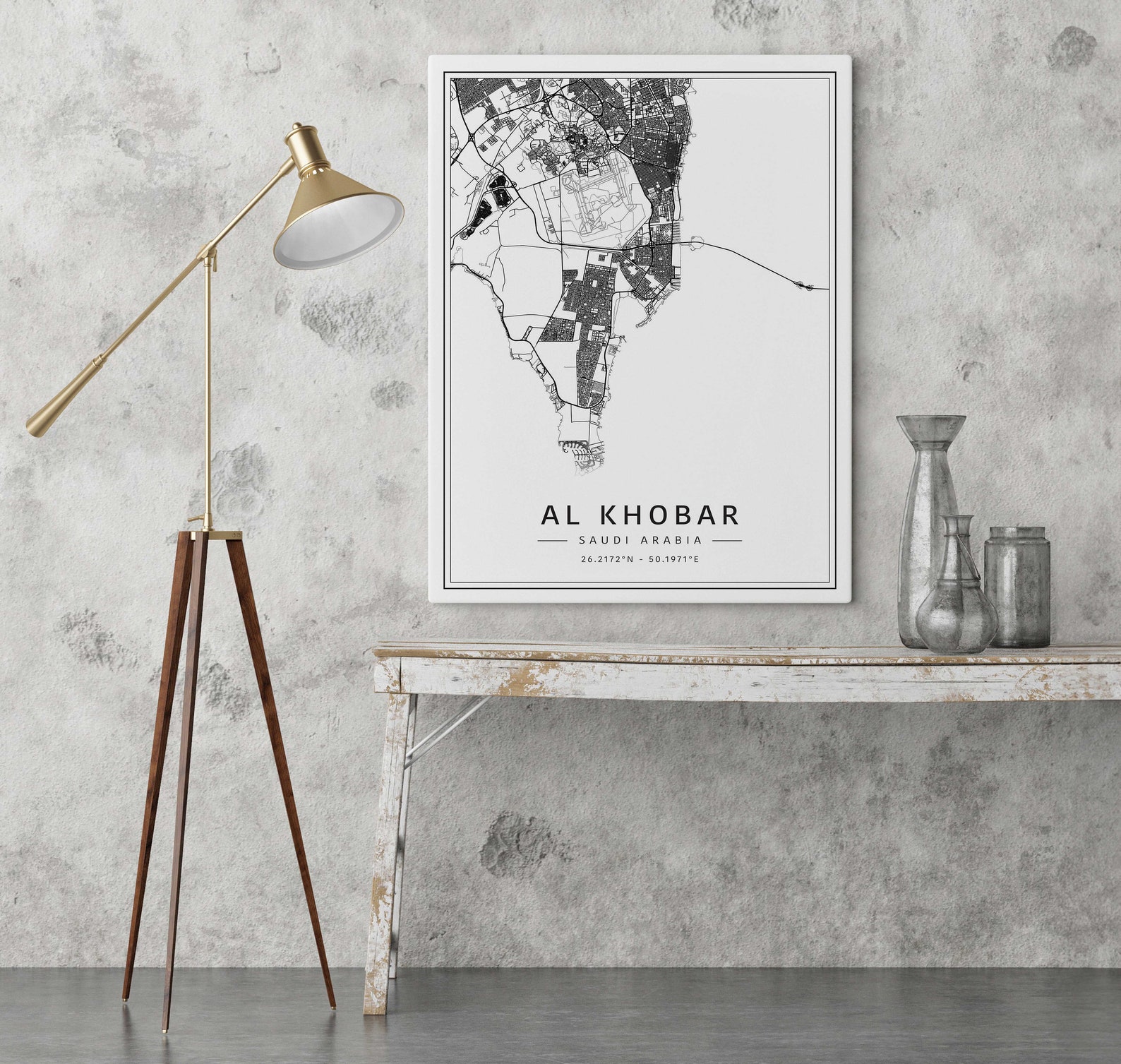 Al Khobar Street Map Print | Acrylic Glass Al Khobar City Map Print ...