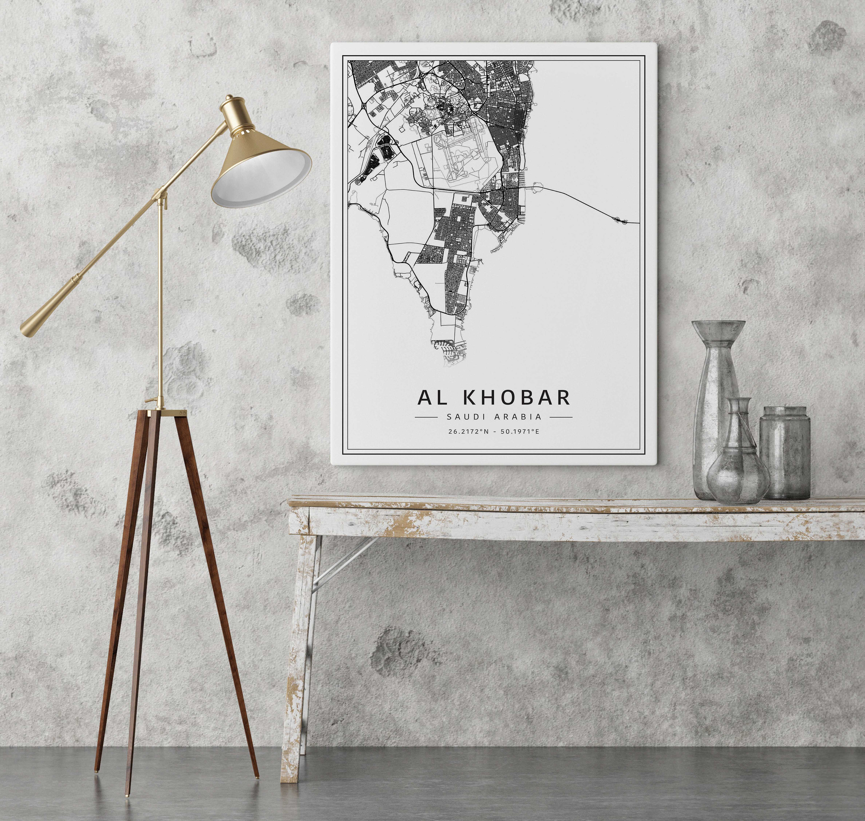 Al Khobar Street Map Print Acrylic Glass Al Khobar City Map Print ...